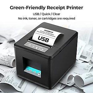 MUNBYN 80mm USB Receipt Printer, POS Printer with Auto Cutter ESC/POS Command Support Windows（Only USB Interface）