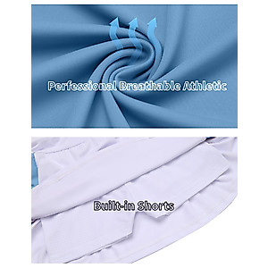 Zaclotre Girls Tennis Golf Dress Outfit Sleeveless Tank Top and Skorts Sets Sport Skirt with Shorts Light Blue