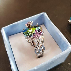 KarryStore Women Mysterious Rainbow Colorful Ring Bridal Luxury Wedding Ring 925 Sterling Silver Anniversary Ring Engagement Ring lover gift For Woman Jewelry (7)