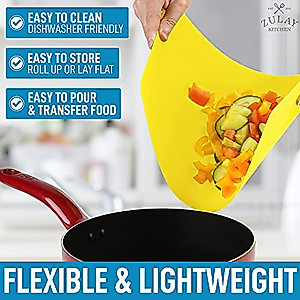 Zulay Kitchen Non-Slip Flexible Cutting Board - Dishwasher Friendly Cutting Mats For Cooking - Thick & Durable Flexible Cutting Mats - Non-Porous Cutting Board Mat Set of 3