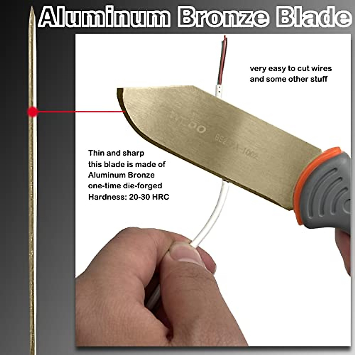 WEDO Non-Sparking Common Knife 8”, Spark-free Safety Knife, DIN Standard, BAM & FM Certificate, Aluminum Bronze