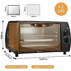 Simple Deluxe Countertop Toaster, Oven & Pizza Maker, Toaster Oven, Exquisite 4-Slice Capacity, 9 L, Black/Matte Stainless (HIOVEN9L15X11B)