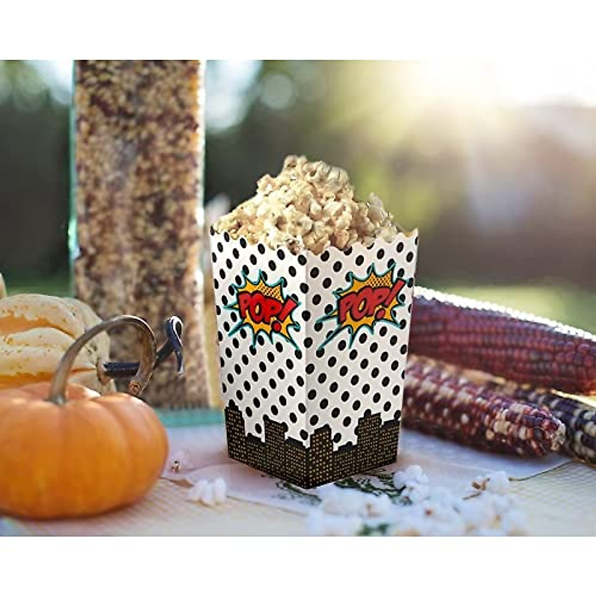 100 Pack Bulk Comic Book-Styled 20oz Mini Popcorn Boxes for Halloween, Movie Nights, Party Supplies (3.3 x 5.6 x 3.3 In)