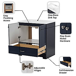 Spring Mill Cabinets Emlyn Bathroom Vanity with Sink, Deep Blue