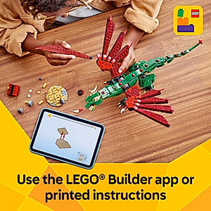 LEGO Creator 3 in 1 Medieval Dragon Toy - Building Toy with 3 Build Options, Dragon, Sea Serpent, or Phoenix - Fantasy Set for Kids, Boys and Girls, Ages 9+ - Gift Idea for Birthdays - 31161