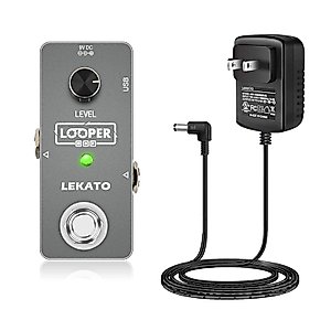 LEKATO Guitar Looper Effect Pedal Loop Pedal Unlimited Overdubs 5 Minutes Looping Time Looper Pedal with USB Cable and 9V 0.6A Pedal Power Supply Adapter