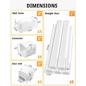 Sanewix 3"7.5 Ft Mini Split Line Set Cover,Decorative Pipe Line Cover Kit, AC Line Cover for Mini Split Air Conditioner,Central AC,Heat Pump
