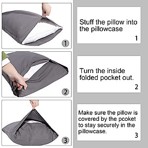 NTBAY Queen Pillowcase Set - 4 Pack Brushed Microfiber 20x30 Pillowcases - Soft, Wrinkle-Free, Fade-Resistant, Stain-Resistant, Dark Grey Pillowcases with Envelope Closure - 20x30 Inches, Dark Grey