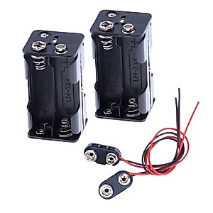Hilitchi 2set Thicken Battery Holder for 4 x AA with Standard Snap Connector and Hard Plastic Housing T Type Wire