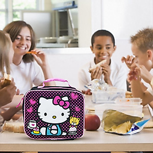 Fast Forward Hello Kitty Lunch Box Reusable and Insulated Lunch Bag for Kids, Girls, Boys, Unisex, Toddlers
