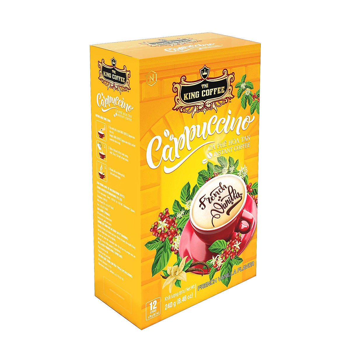King Coffee Cappuccino French Vanilla-Box 12 sticks