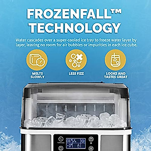 Newair NIM045SS00 45 lbs. Portable Countertop Clear Ice Maker with FrozenFall Technology, Custom Ice Thickness Controls, 24 Hour Timer, Large Viewing Ice Window, Perfect for Cocktails, Scotch, Soda