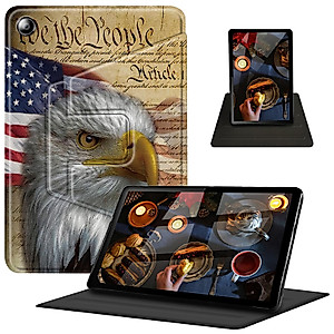 Case for Samsung Galaxy Tab A8 10.5 Inch 2022 (SM-X200/SM-X205/SM-X207) 360 Degree Rotating Swivel Stand PU Leather Cover with Auto Wake Sleep, USA Flag Eagle Constitution