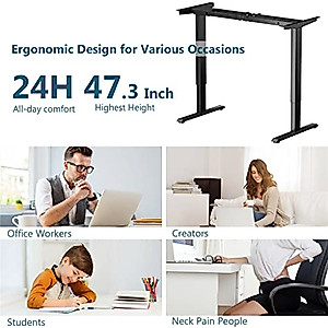 ZHAOLEI Computer Desk Laptop Desk Electric Adjustable Standing Up Desk Frame Dual Motor W/Controller (Color : D)