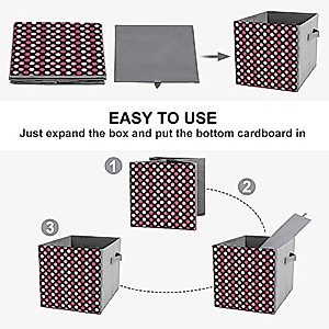 Pink Polka Dot Collapsible Storage Bins Basics Folding Fabric Storage Cubes Organizer Boxes with Handles