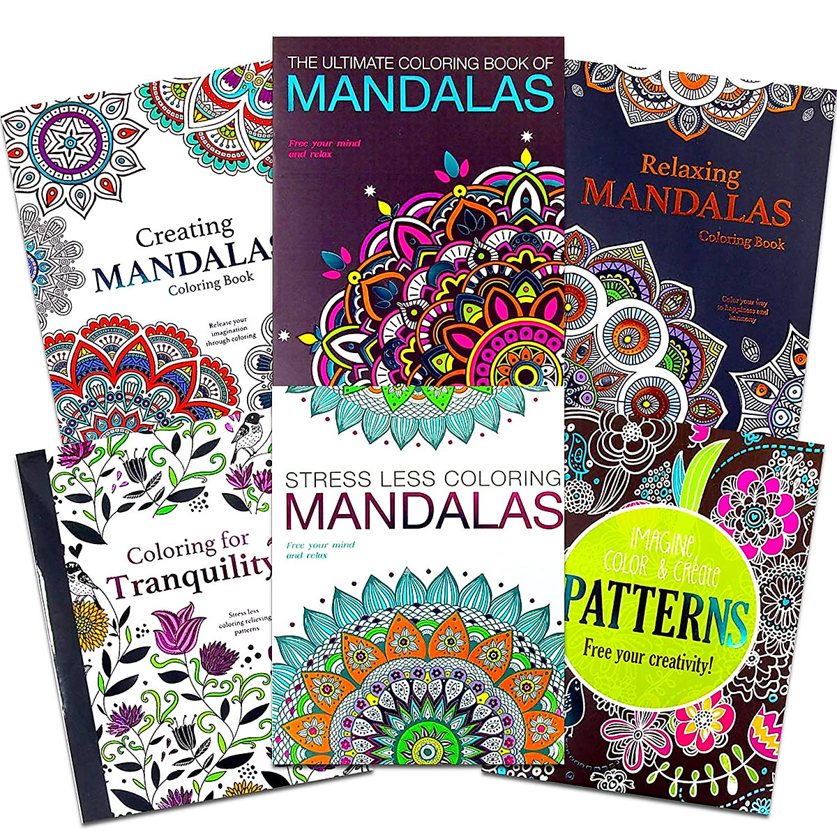 Adult Coloring Book Set: 6 Book Set - 4 Mandalas Books Plus Pattens and Tranquility - Quality Thick Easy Tear-Out Pages! (Standard) (Original Version)