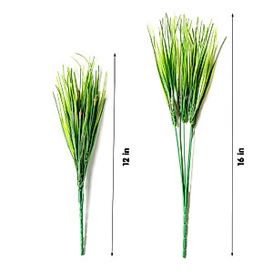 YDSIII 20Pcs Artificial Outdoor Plants,Fake Plants Wheat Grass Greenery Shrubs UV Resistant Faux Plastic Plants Outdoor Window Box Verandah Hanging Planter Home Garde Window Box Décor (Grass)