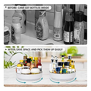FYY Lazy Susan Organizer, 10.4 inch Turntable Cabinet Organizer Rotating Spice Rack Kitchen Storage Cosmetic Makeup Organizers for Cabinet Kitchen Pantry Refrigerator Countertop Organization White