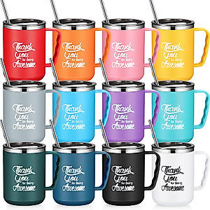 Umigy 12 Pcs Employee Appreciation Coffee Mug Gift Bulk Christmas Thank You 17oz Drinking Cup Stainless Steel Insulated Travel Tumbler National Boss Day Gift Therapist Gift for Nurse Women Teacher