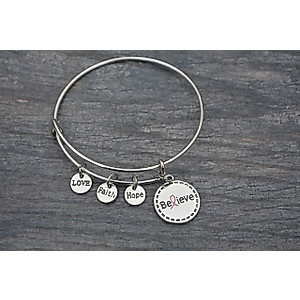 Infinity Collection Breast Cancer Bracelet, Pink Ribbon Bangle Bracelet, Cancer Awareness, Cancer Gift for Women, Motivational Encouragement Gifts for Women Best Friend Sister Mom