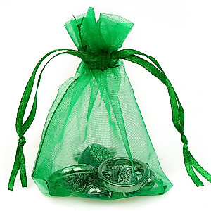 Akstore 100PCS 4x6inch (10x15cm) Drawstring Organza Jewelry Favor Pouches Wedding Party Festival Gift Bags Candy Bags (Green)