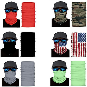 Jordefano Pack of 8 Face Covering Mask Neck Gaiter Elastic, Fishing and Hunting - Bulk