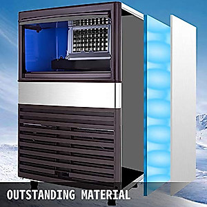 VEVOR 110V Commercial Ice Maker Machine 155LBS/24H with 39LBS Bin, LED Panel, Stainless Steel, Auto Clean, Include Water Filter, Scoop, Connection Hose, Professional Refrigeration Equipment