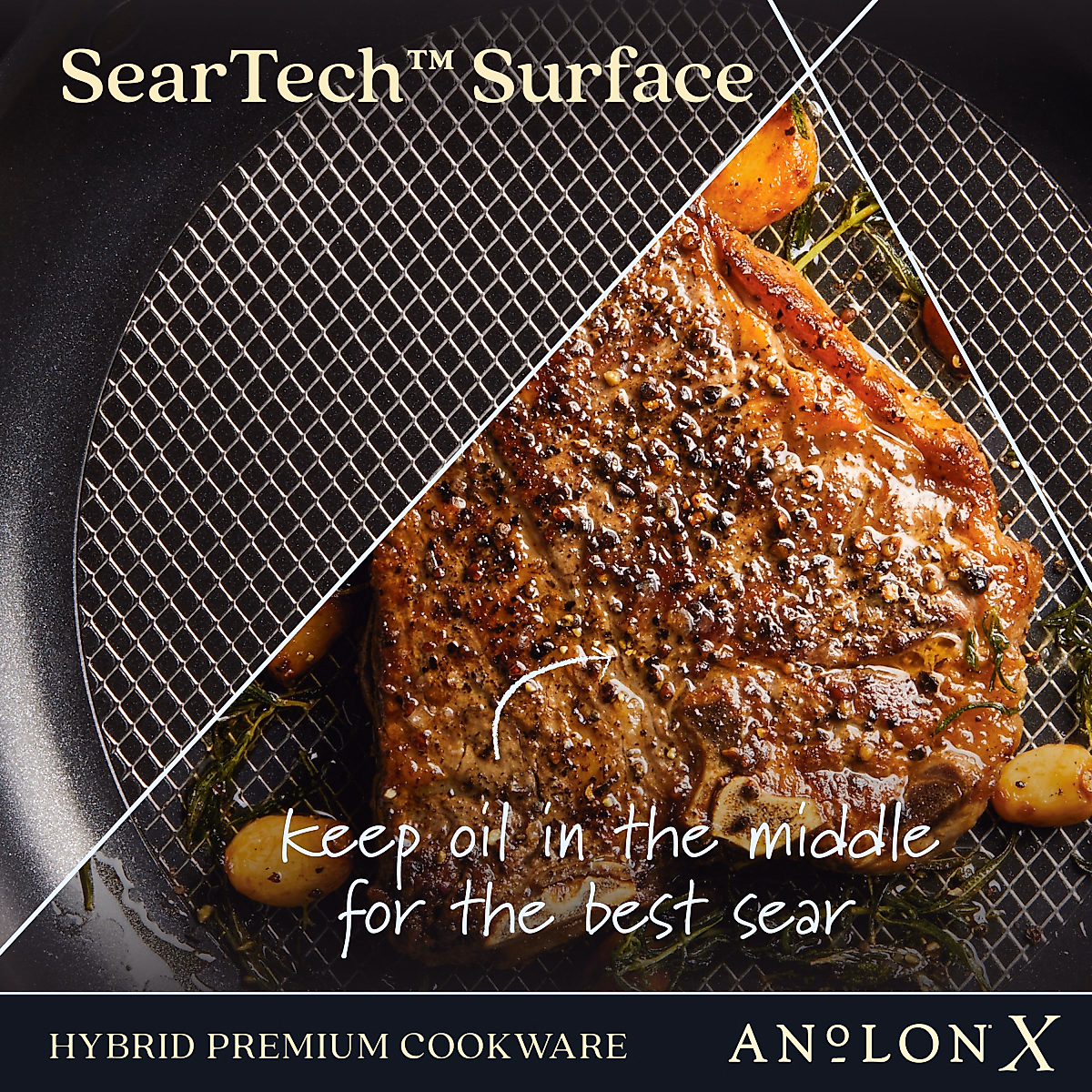 Anolon X Hybrid Nonstick Induction Frying Pans/Skillet Set, 10 Inch and 12 Inch, Dark Gray