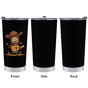 Time to Play Guitar Music 20 Oz Travel Coffee Mug with Lid Tumbler Drinking with Straw Brush Water Car Cup