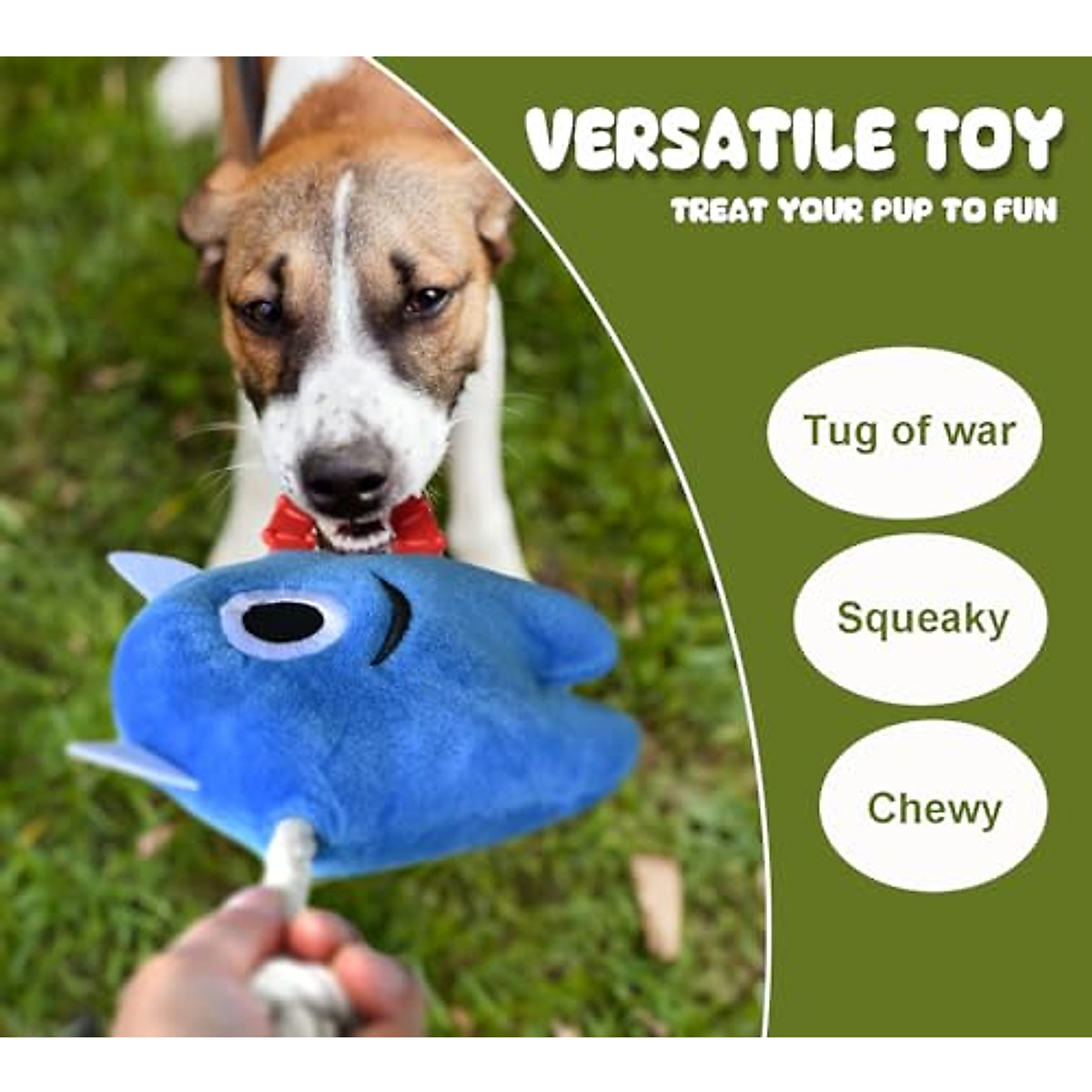 Onmygogo Large Dog Squeaky Chew Toys, Stuffed Plush Dog Toys for Aggressive Chewers Durable Tug of War Rope Toys Puppy Toys for Small, Medium, Large Breed Monster Toys(Blue) (Green)