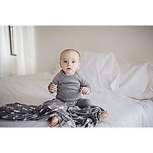 Copper Pearl Large Premium Knit Baby Swaddle Receiving Blanket Grey and White Moose Scout