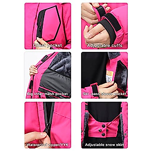 WULFUL Women’s Waterproof Snow Ski Jacket Mountain Windproof Winter Coat with Detachable Hood