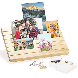 Elsjoy Wood Earring Display Stand with 200 pcs Cards, Tabletop Wooden Earring Display Holder for Selling, Portable Earring Organizer Stand Jewelry Showcase Rack for Retail