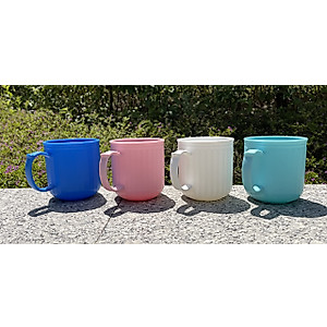 AOYITE Plastic Coffee Cups with Handles - Unbreakable BPA Free Coffee Mugs 13 oz set of 4 - Reusable Dishwasher Safe Hard Drinking Cups for Kids Kitchen Outdoor (Thick Wall)