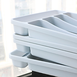 Uniturcky Classic Large Cutlery Tray, Silverware Tray for Drawer, 6 Compartment Flatware Organizer Holder/Divider, Multi-Purpose Storage With Non-slip Rubber Feet for Kitchen, Office, Bathroom