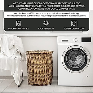 Cotton Blanket Queen Size, Luxury Blankets for Any-Home Decor, Waffle Blanket - Gifts for Mom, Soft Throw Blanket, Queen Size Blanket for Queen Bed, White Blanket - 90" X 90"