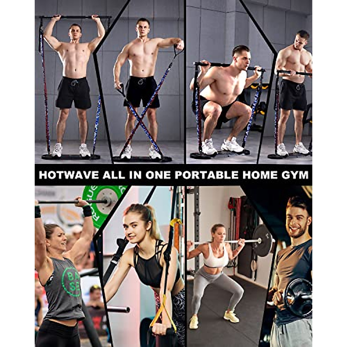 HOTWAVE Ultimate Portable Home Gym with 16 Fitness Accessories,20 in 1 Push Up Board,Resistance Bands with Ab Roller Wheel,Full Body Workout Equipment at Home for Man and Woman