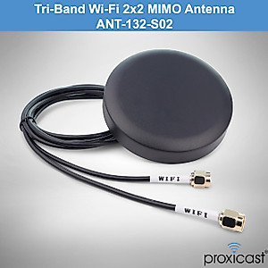 Proxicast Ultra Low Profile Indoor/Outdoor Omni Directional MIMO WiFi Antenna - Dual Band/Triple Band 2.4/5.8/6 GHz WiFi Puck - Through Hole Screw Mount - 3 ft Coax Lead w/RP-SMA (ANT-132-S02)