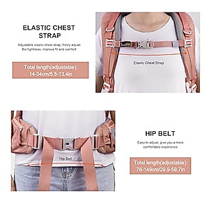 MOUNTAINTOP 60L Internal Frame Hiking Backpack for Women with Rain Cover for Camping Traveling Backpacking Pink