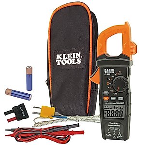 Klein Tools CL800 Digital Clamp Meter & RT250 GFCI Receptacle Tester with LCD Display, for Standard 3-Wire 120V Electrical Outlets