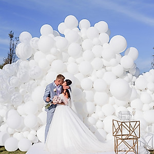White Balloon Garland Arch Kit - 121 pcs - With 5/10/12/18 different sizes of white latex Balloon Arch Kit, perfect for Birthday Party, Graduation, Baby Shower, Wedding, Decoration (white balloons)