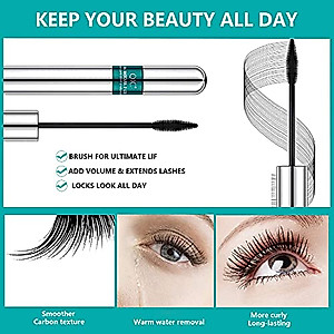 2PCS 4D Silk Fiber Lash Mascara,2 in 1 Thrive Mascara For Natural Lengthening And Thickening Effect,no clumping Superstrong Mascara for Long-Lasting,Beauty Charming Eye Make up