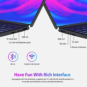 Windows 10 Laptop, 13.5" 3K (3000 x 2000) 3:2 IPS Display Celeron N4020 Quad Core, 6GB RAM 128GB SSD, Mini & Light Notebook PC, Backlit Keyboard, Webcam, Type C, Finger Print, Office