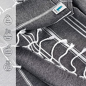 WETCAT Bundle: Turkish Hand Towels (20 x 30, Set of 2) and Turkish Bath Towel (38 x 71) - 100% Cotton, Prewashed for Soft Feel - Black and White Hand Towels & Black Bathroom Towels