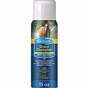 Farnam Grand Champion Fly Repellent for Horses, Plus Coat Conditioner for Show Ring Shine, 15-Ounce Non-Aerosol Spray Bottle (100528258)