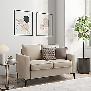 Hillsdale Alamay Modern Upholstered Loveseat Fabric Sofa, Oatmeal