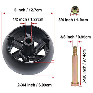 KOOTANS 4 Pack Mower Deck Wheels for Husqvarna 532174873 589527301, for Craftsman MTD AYP 174873 133957 532133957 734-3058, for Cub Cadet 734-04155, Fit for most 42" 46'' 48'' 50" 52'' and 54" Decks