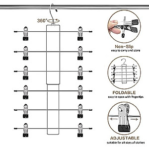 Pants Hangers -6 Tiers Closet Organizer Clothes Hanger,Skirt Hangers with 360° Swivel Hook -Space Saving Hangers with Clips - 2 Pack Pant Hangers