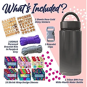 PURPLE LADYBUG Decorate Your Own Water Bottle Kits for Girls Using Shrink Wrap - Fun 6 7 8 Year Old Girl Gifts Idea, Birthday Gift for 11+ Year Old Girl, Arts and Crafts for Kids Ages 8-12