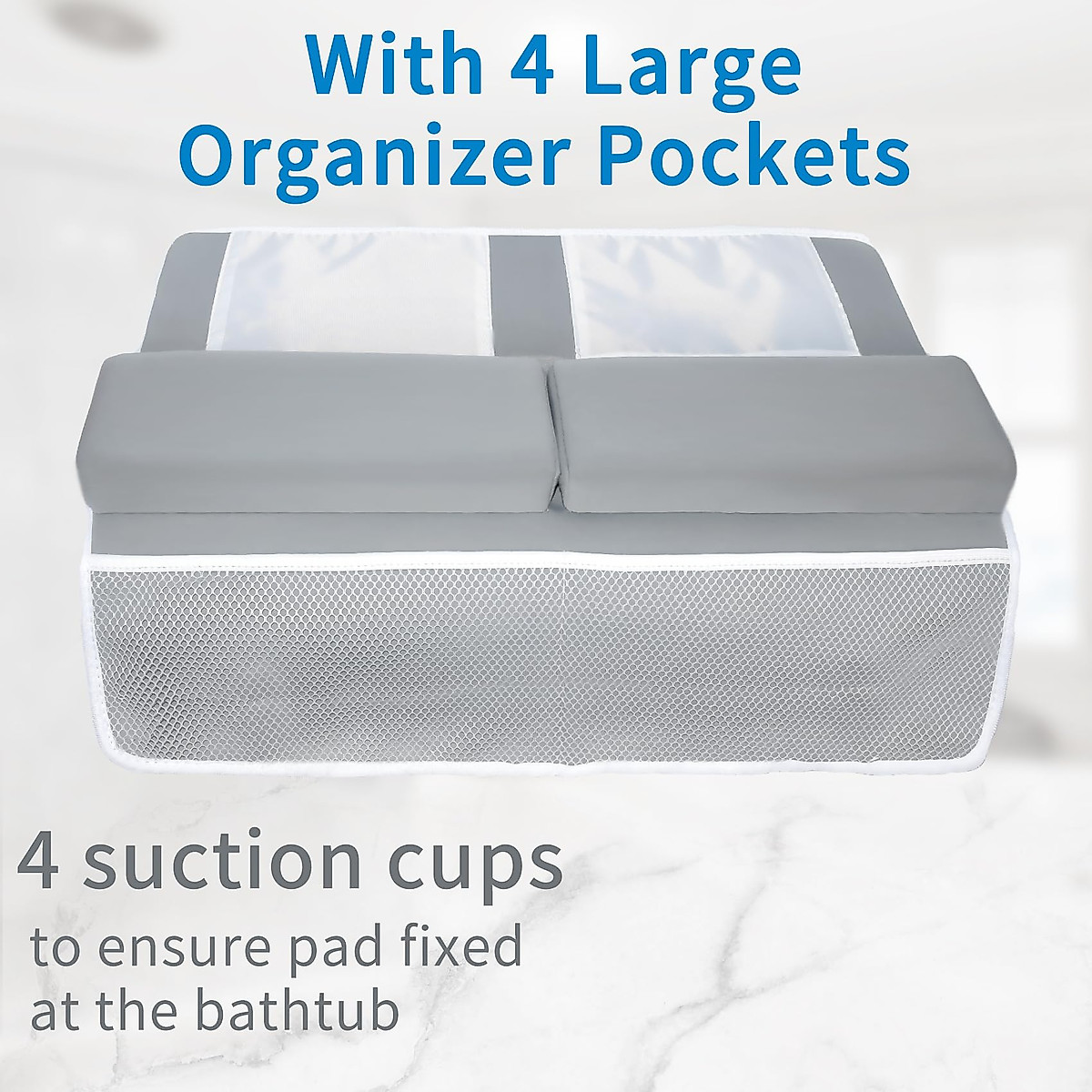 JJGoo Bath Kneeler with Elbow Rest Pad Set, 1.5 inch Kneeling Pad Mat for Bathtub - Gray